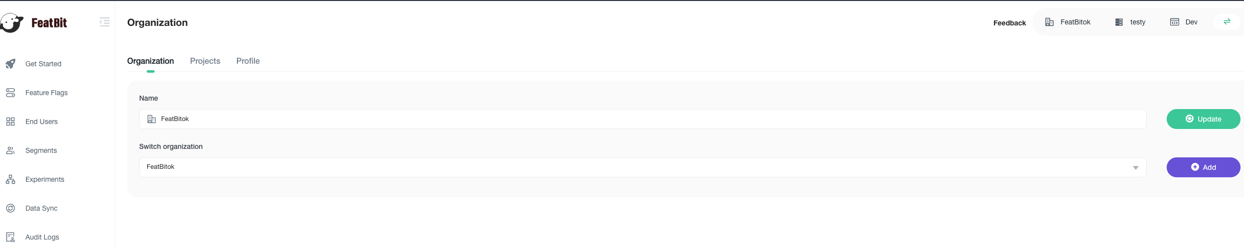 [BUG] The organization name in the top-right corner is incorrect after updating the name in the ...