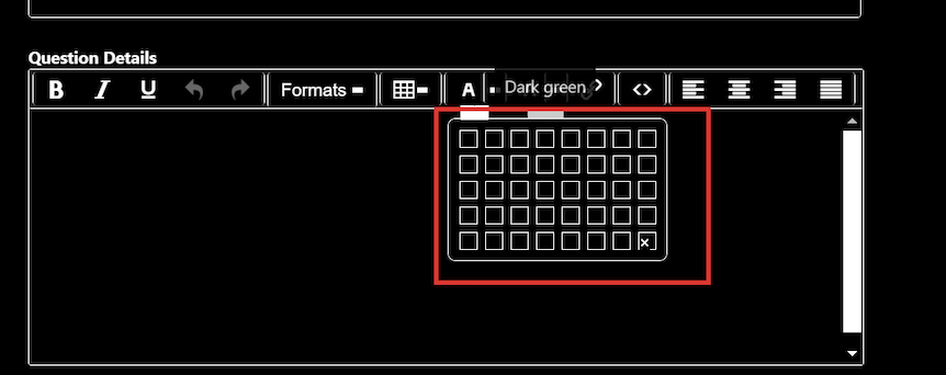 Text color' and 'Background color' controls available in rich text ...