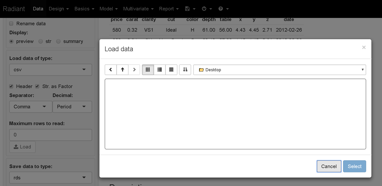 Radiant cannot open CSV · Issue #82 · radiant-rstats/radiant · GitHub
