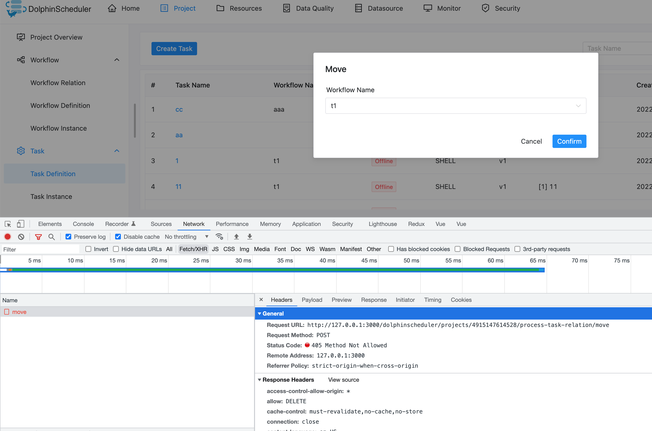 [Bug][API][V1.0.0-Alpha] 405 error when I move task between workflows · Issue #9300 · apache ...