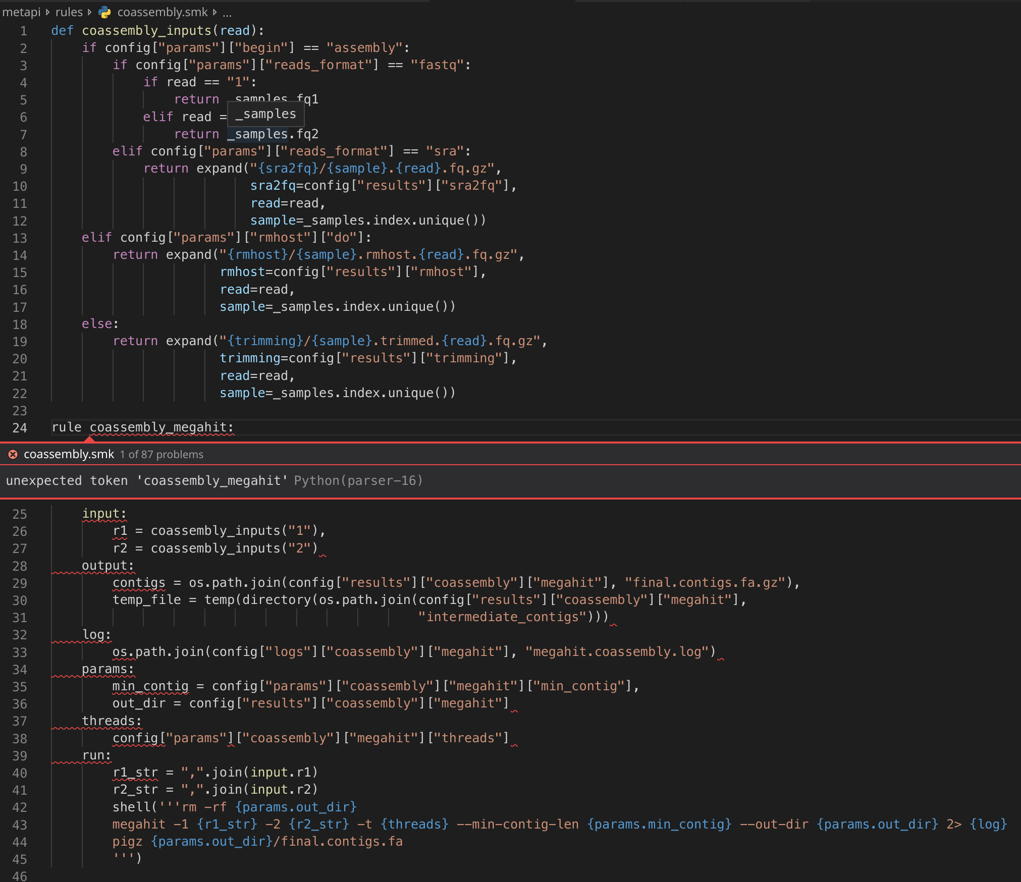 Better support for snakemake · Issue #6438 · microsoft/vscode-python · GitHub