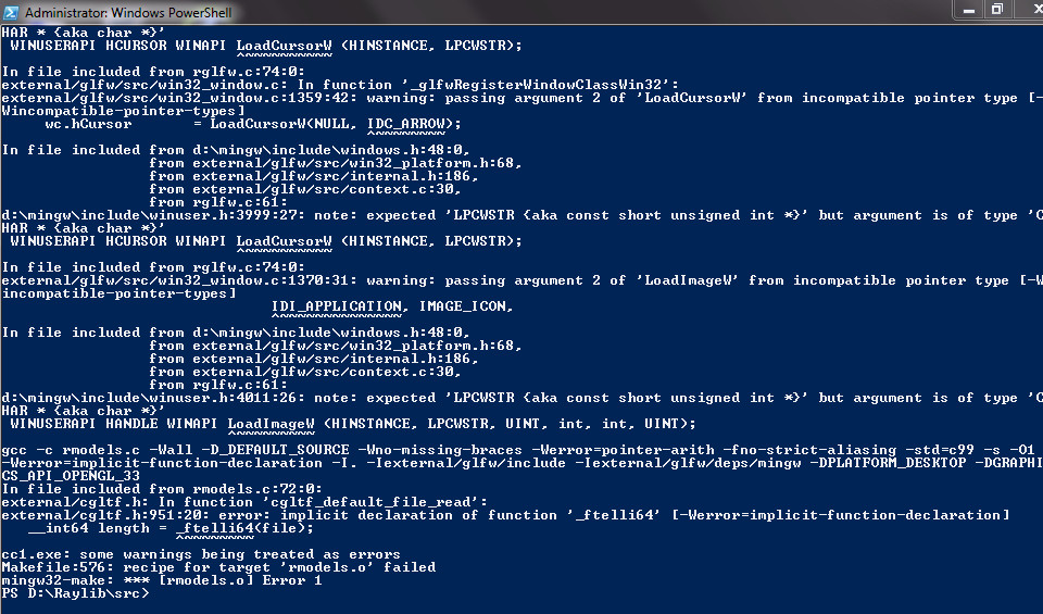 Why I using the command "mingw32-make PLATFORM=PLATFORM_DESKTOP" error? · Issue #2128 · raysan5 ...