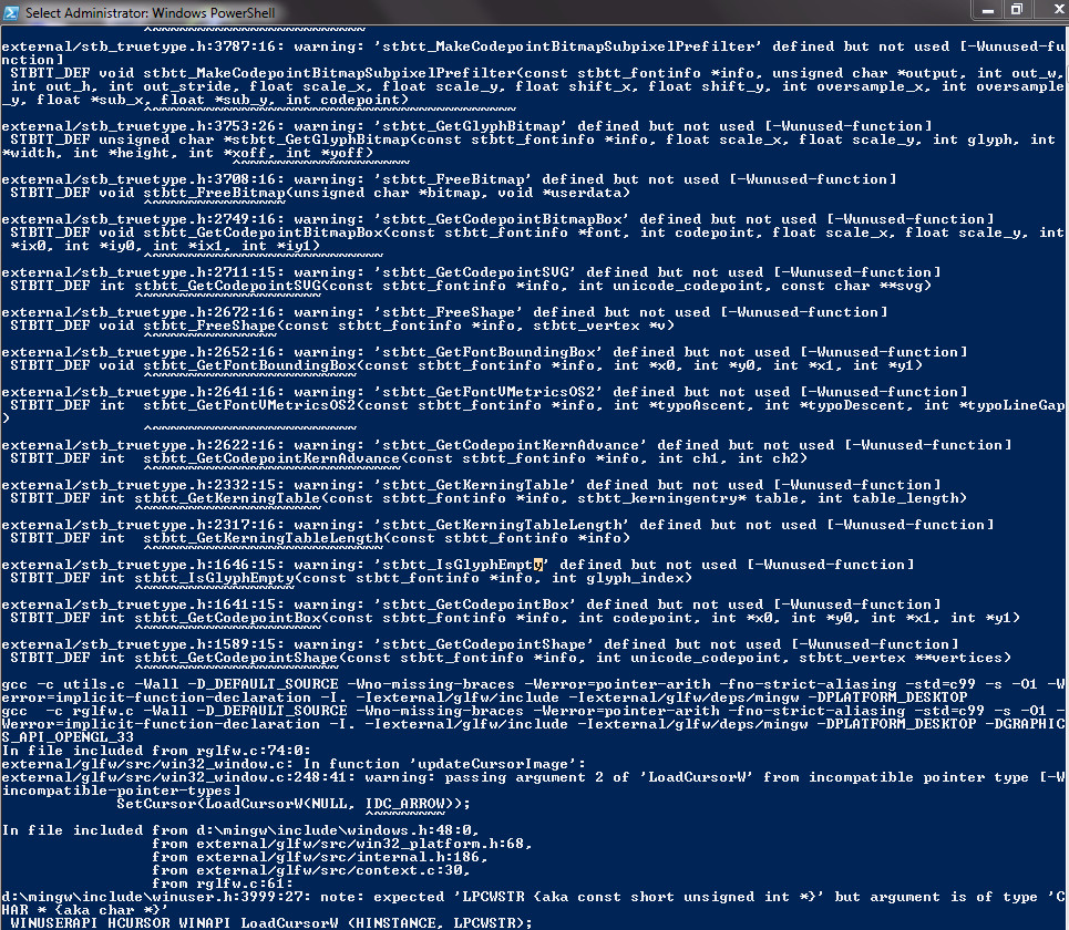 Why I using the command "mingw32-make PLATFORM=PLATFORM_DESKTOP" error ...
