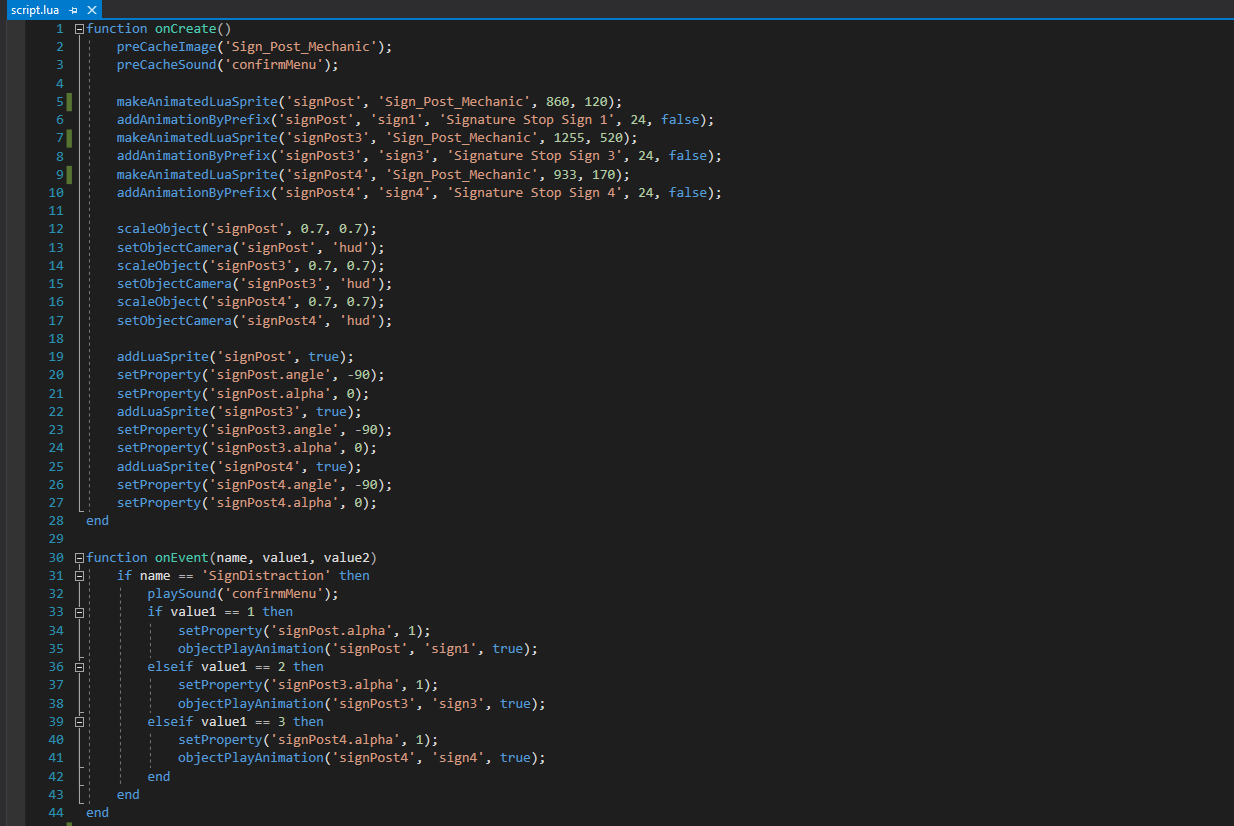 Lua code wont work despite seeming completely finished · Issue #2890 · ShadowMario/FNF ...