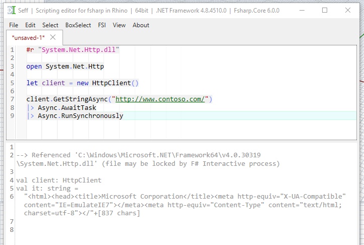 Cannot make HTTP requests from `.fsx` script compiled by `FSharp.Compiler.Services` in `net48 ...
