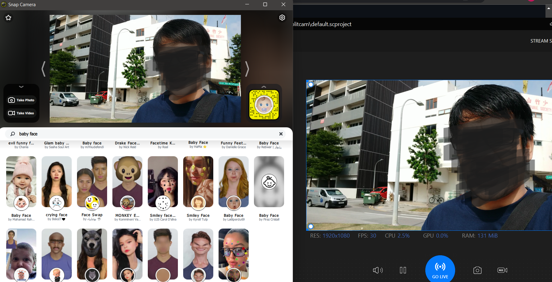 Output video only shows Snap Camera background · Issue #2 ...