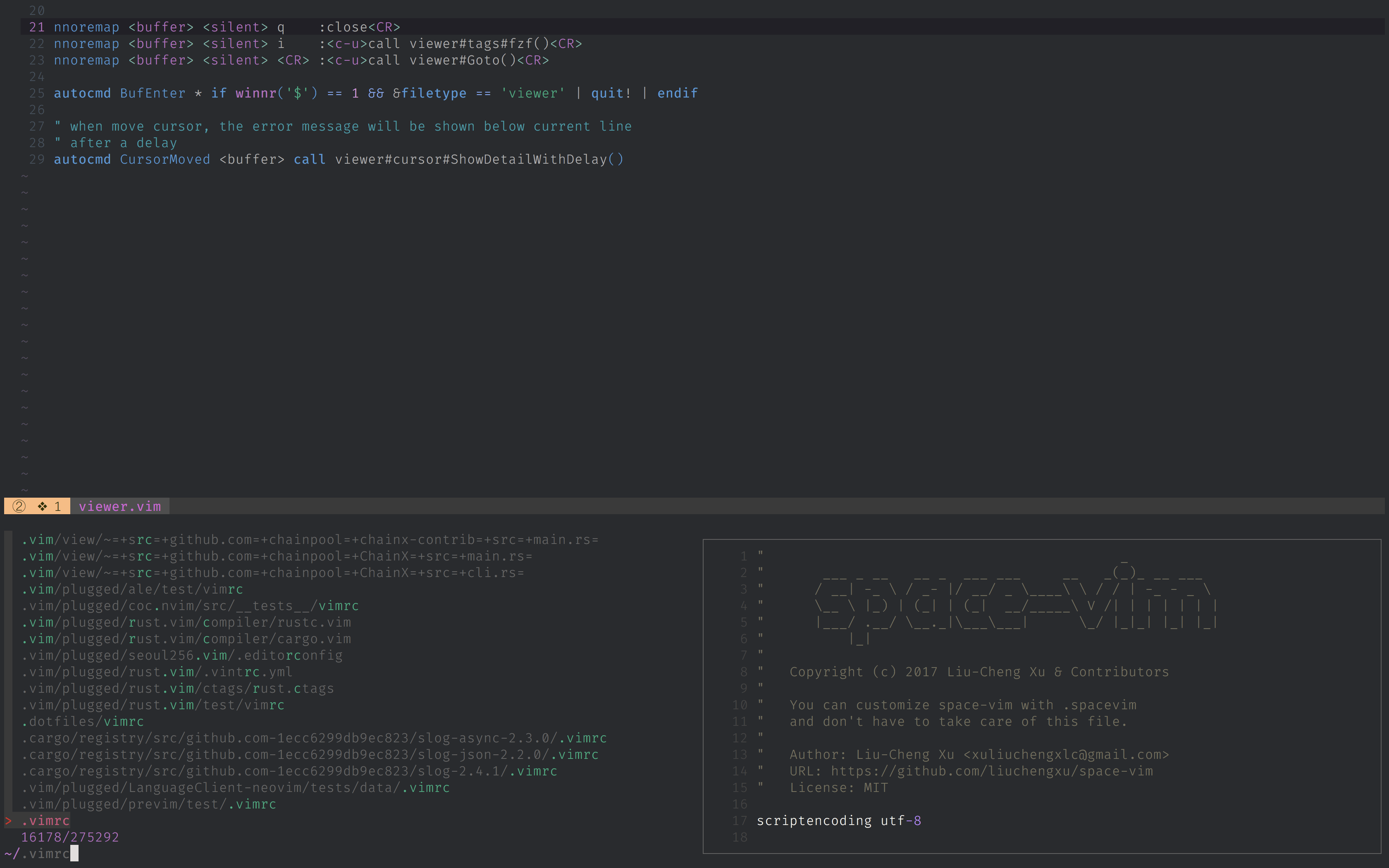 Problem with `space ff` to open file · Issue #375 · liuchengxu/space-vim · GitHub