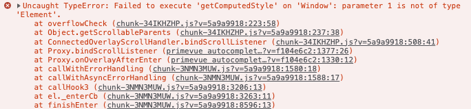 Components such as Calendar and Autocomplete have console errors when used in a Shadow DOM ...