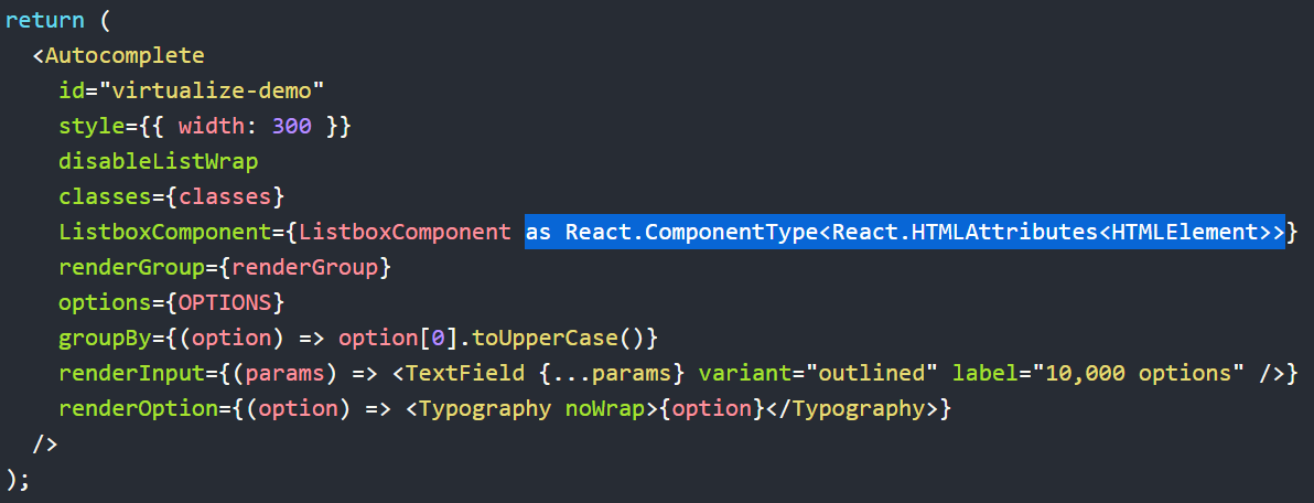 Autocomplete Listboxcomponent Type Prevents Easy Usage Of Custom Listboxcomponent In Ts 