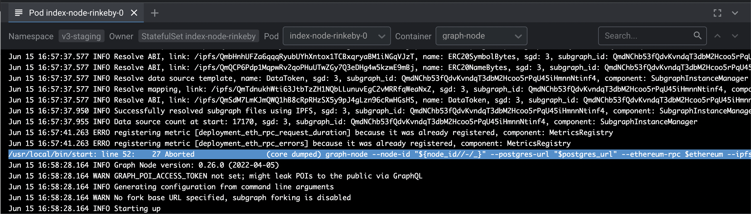 Graph node crash on Rinkeby subgraph indexing after some period of time · Issue #3668 ...