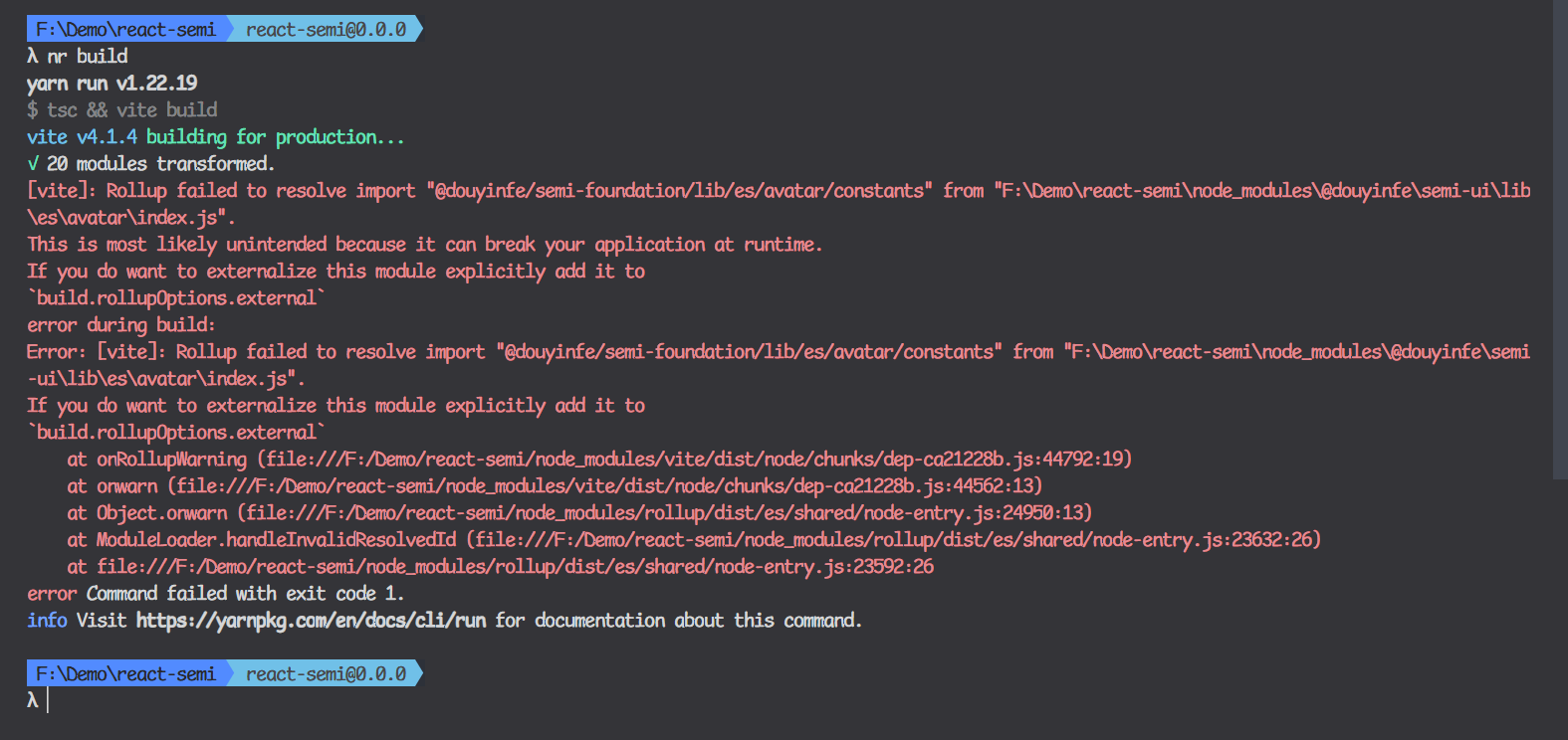 [BUG] 使用vite 打包报错 · Issue #1478 · DouyinFE/semi-design · GitHub
