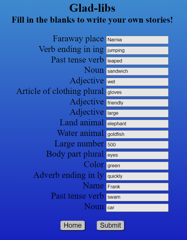 GitHub - acollino/madlibs: Online version of Mad-Libs-style word games