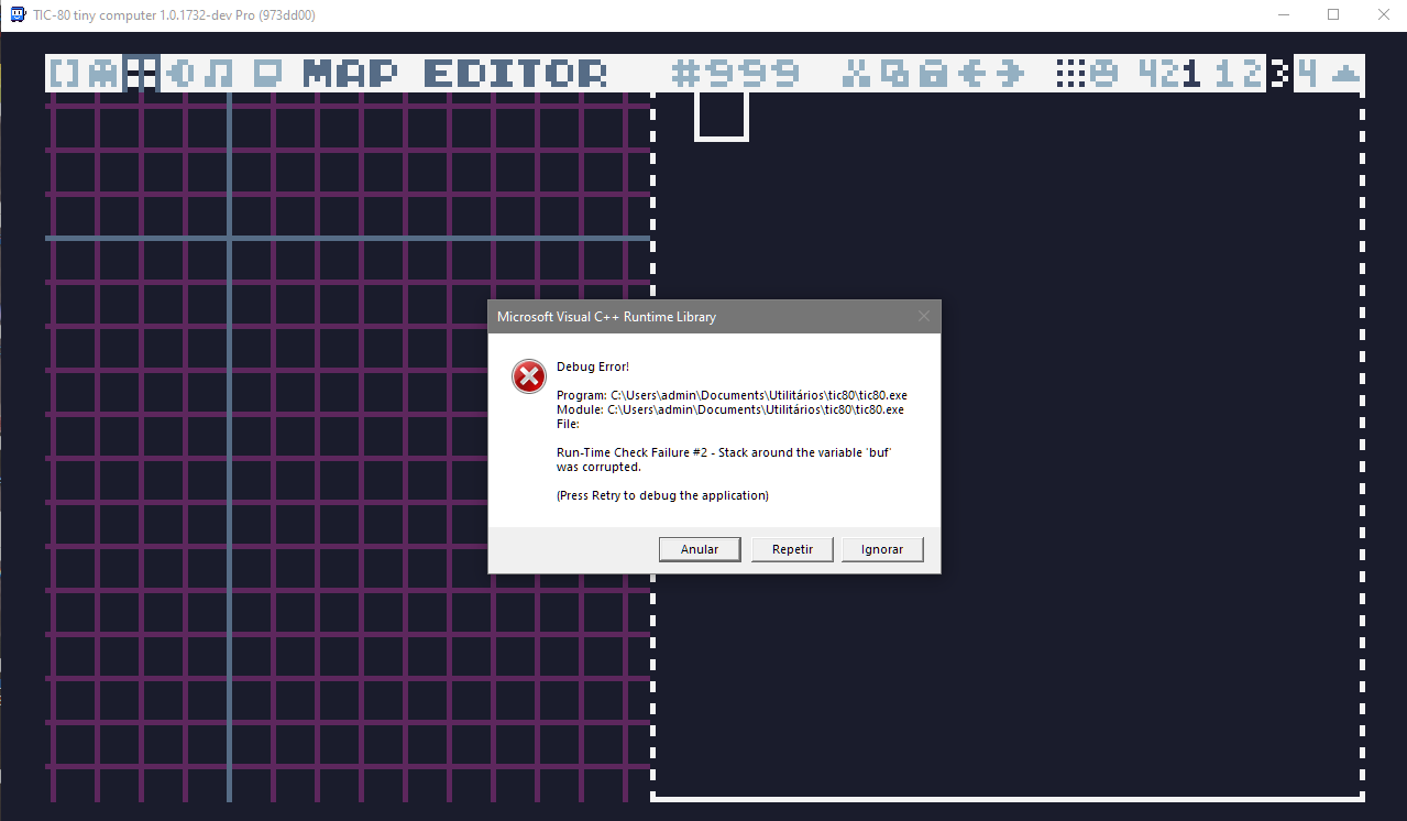 [Bug] TIC-80 crashes when try to access tiles with id higher than 999 in 1bpp mode · Issue #1556 ...