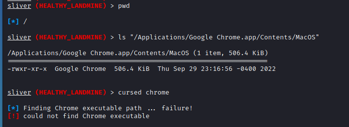 Cursed Chrome could not find Chrome executable · Issue #939 · BishopFox/sliver · GitHub