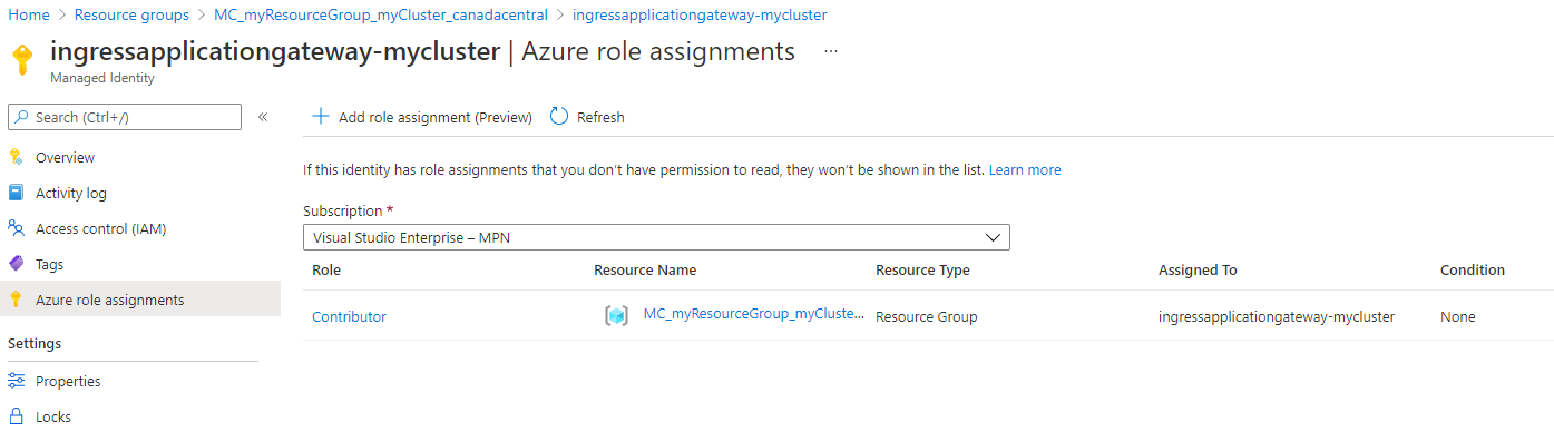 AKS managed identities have insufficient roles when enabling addons ...