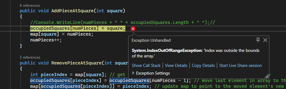 'occupiedSquares' is Causing an Error · Issue #458 · SebLague/Chess-Challenge · GitHub