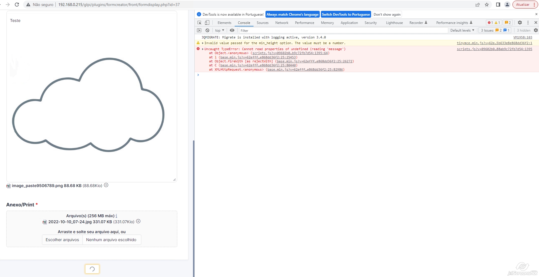 Form crashes when clicking submit, but ticket opens · Issue #3035 · pluginsGLPI/formcreator · GitHub