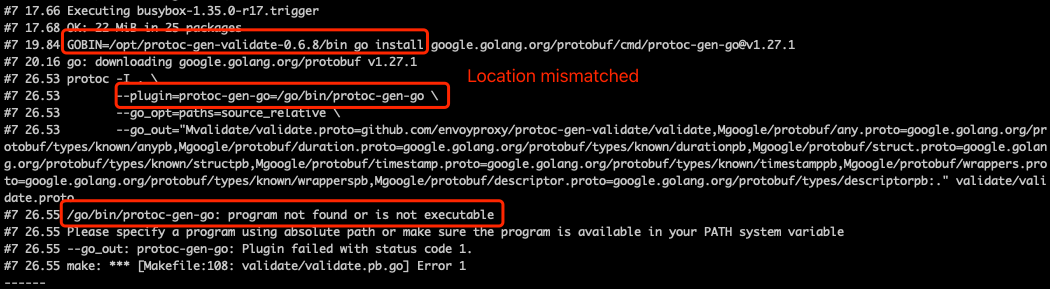 The location of `protoc-gen-go` is mismatched in different sections of ... The location of `protoc-gen-go` is mismatched in different sections of ...