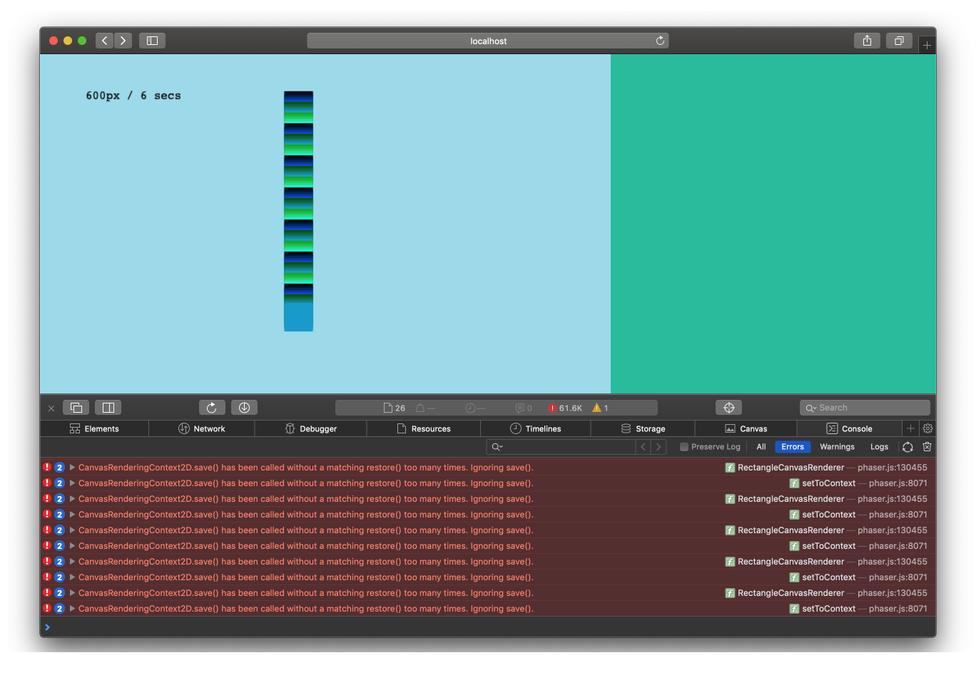 Moving Coloured Rectangles Highly Affects On Fps And Causes Error Messages In Console · Issue