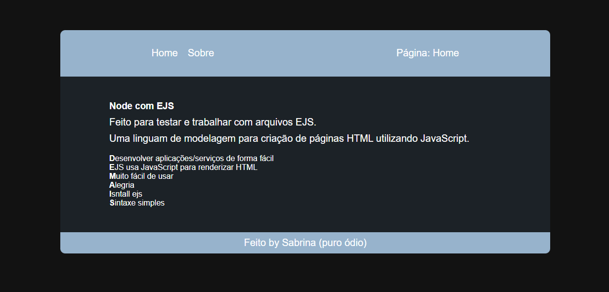 GitHub - Sabrina1408/Ejs-Express: Apenas para treinar o node e Ejs, portifólio simples.