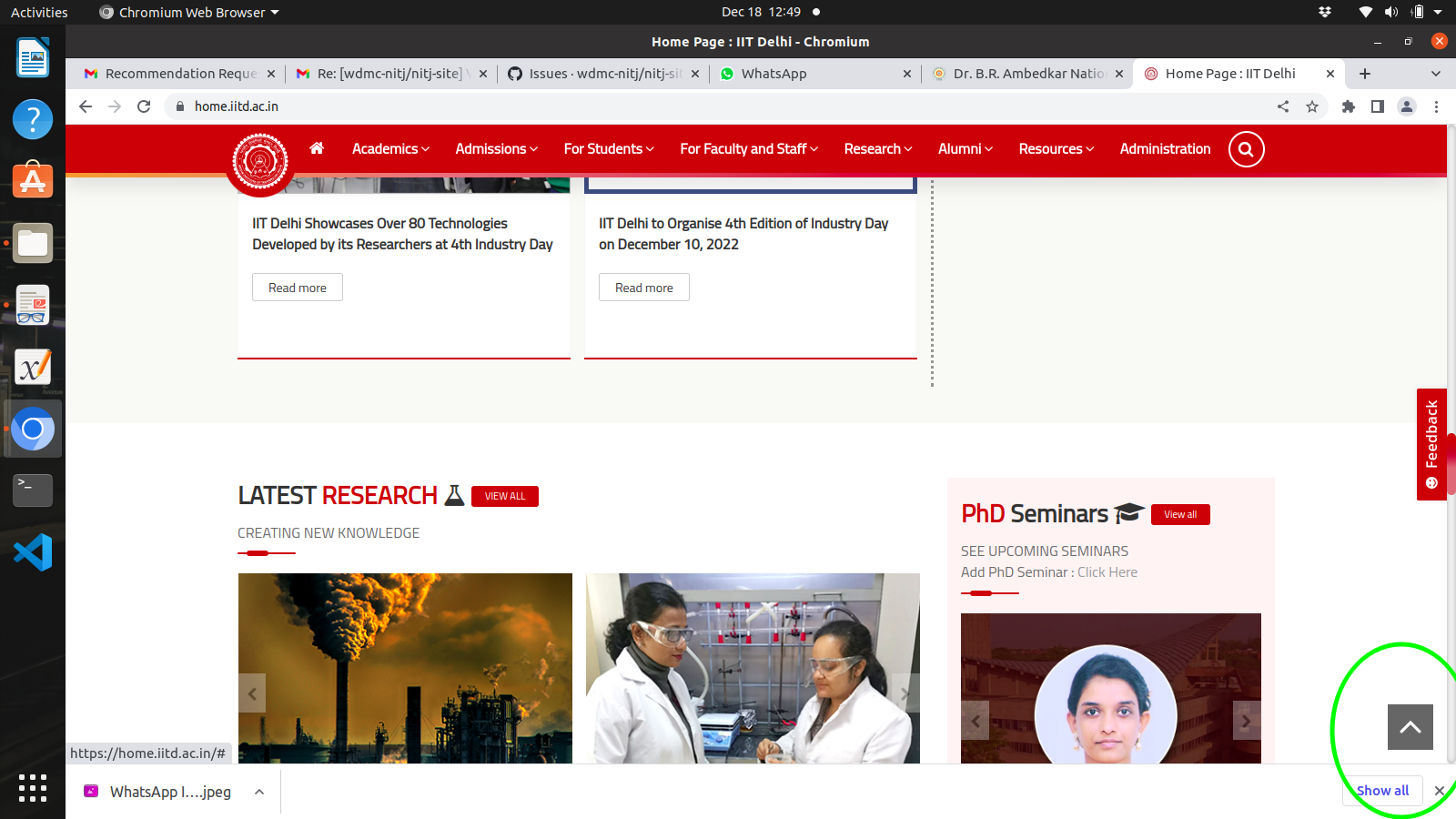 Scroll up button in home page · Issue #37 · wdmc-nitj/nitj-site · GitHub
