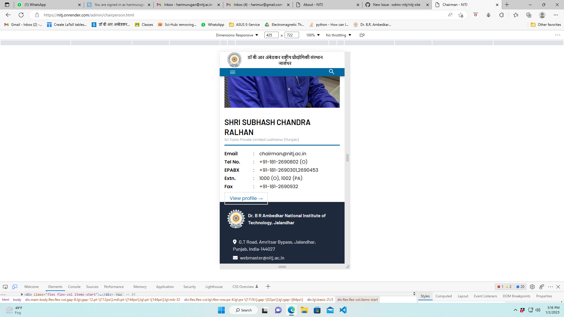 Chariman page padding issue for responsiveness · Issue #60 · wdmc-nitj/nitj-site · GitHub