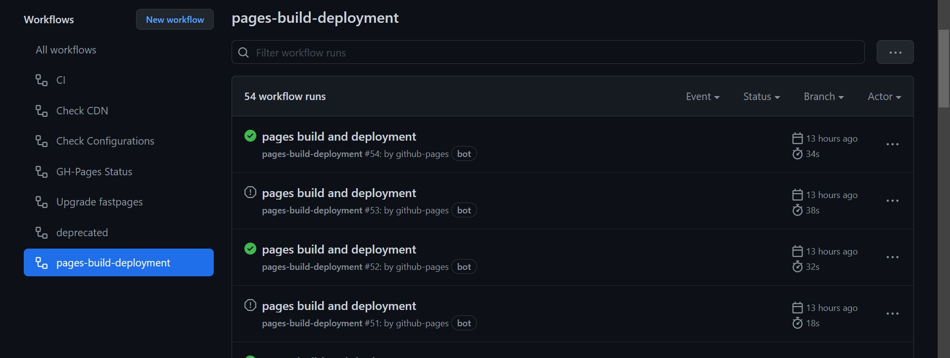 All CI workflow runs are failing and gh pages build and deploy workflow ...