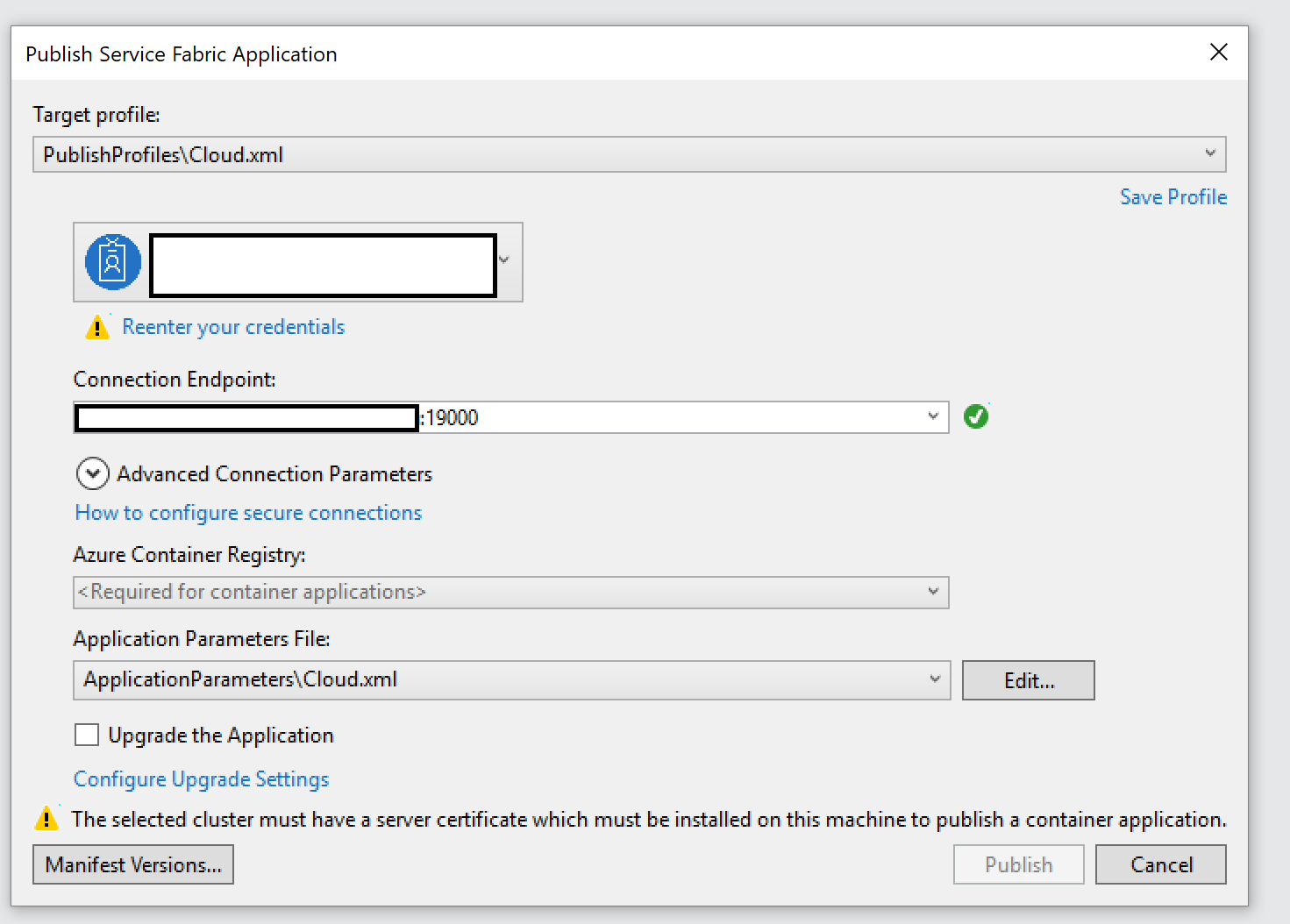 Publish SF app from VS2017 to unsecured cluster · Issue #1223 ...