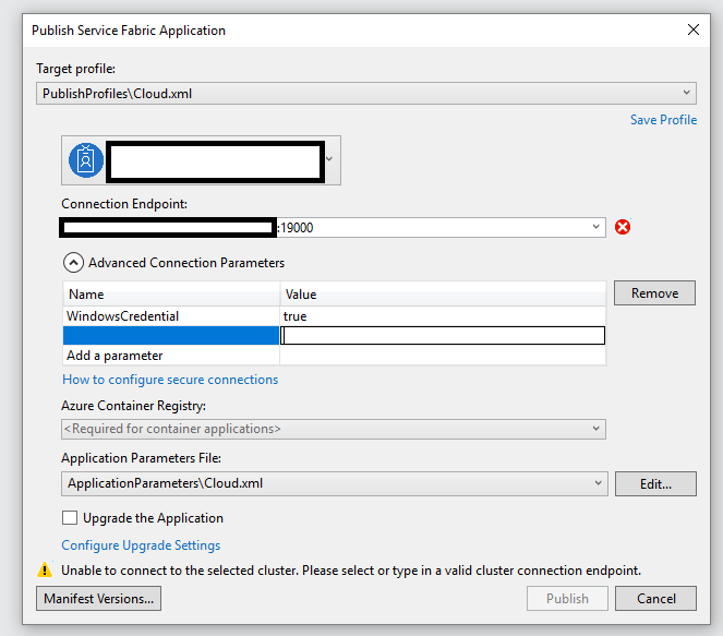 Publish SF app from VS2017 to unsecured cluster · Issue #1223 · microsoft/service-fabric-issues ...