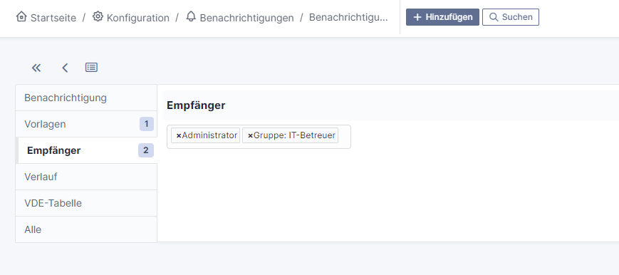 Changes to recipients not possible for notification target "Check ...