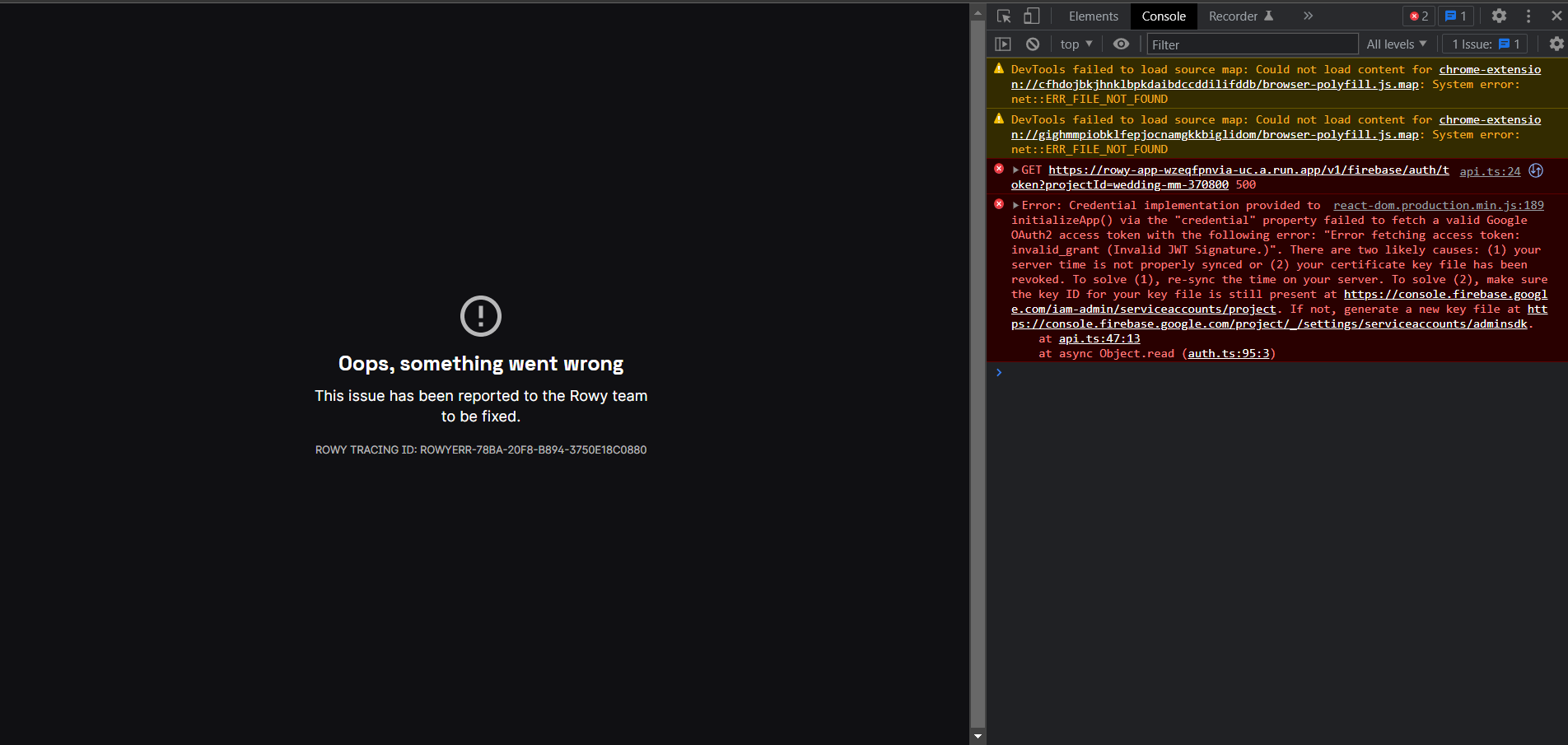 Unexpected error display after setup firebase project · Issue #1100 · rowyio/rowy · GitHub