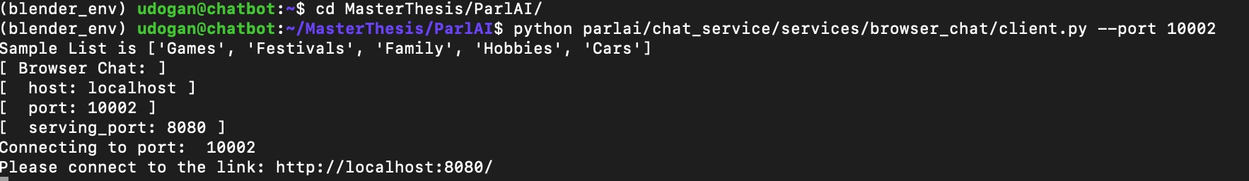 Running ParlAI Project on Server · Issue #3270 · facebookresearch/ParlAI · GitHub