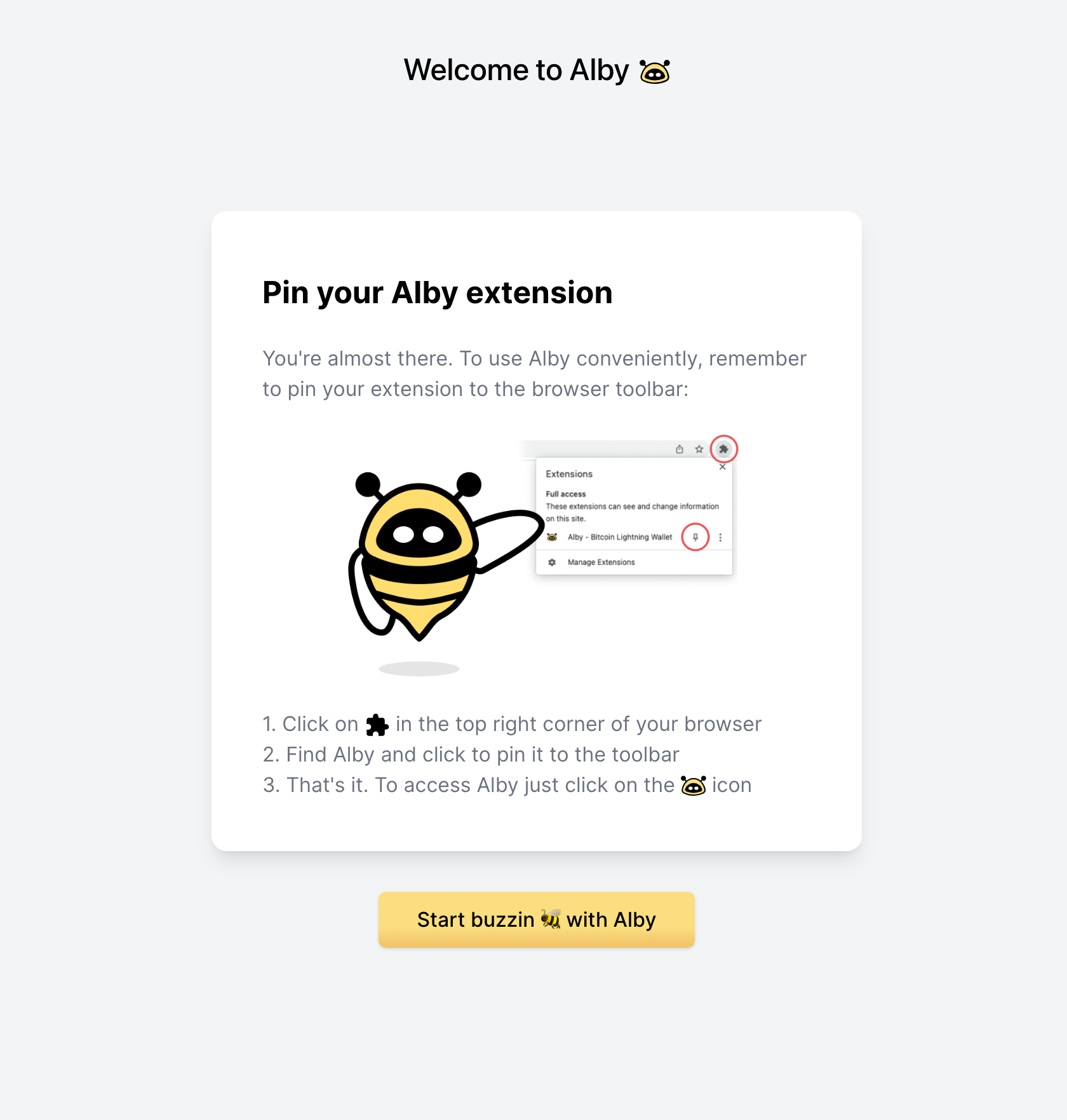 Add "Pin your Alby Extension" screen as last onboarding step · Issue ...
