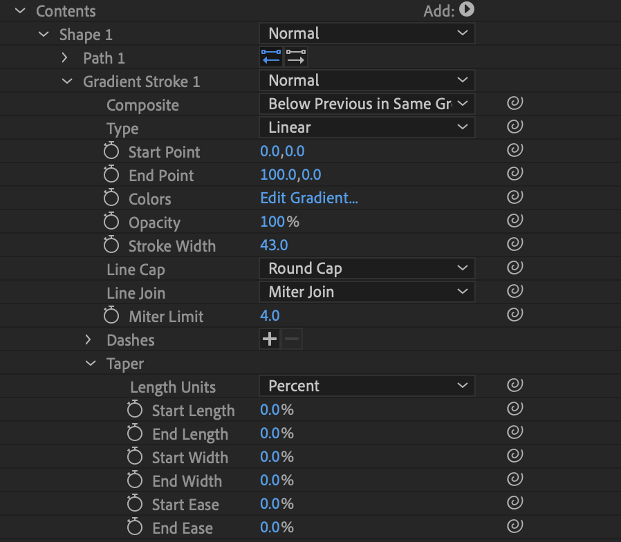 Question, not issue. Path Taper settings · Issue #2609 · airbnb/lottie-web · GitHub