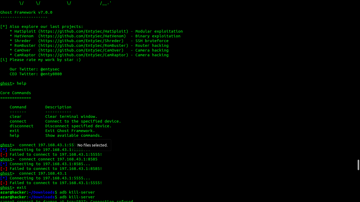 Failed to connect to device IP. · Issue #112 · EntySec/Ghost · GitHub