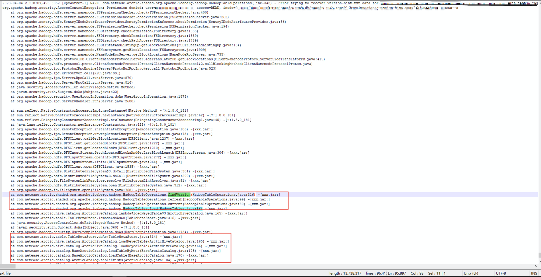 [Improvement]: we should throw a exception when we have no privilege to access the files of ...