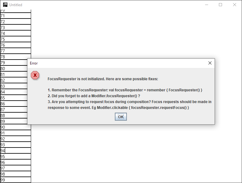 Focusrequester Uninitialized In Lazycolumn Of Basictextfields · Issue