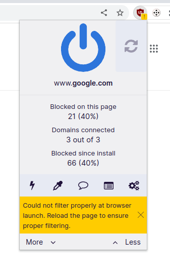 Exclamation Mark Badge on Chrome Restart · Issue #2585 · uBlockOrigin/uBlock-issues · GitHub