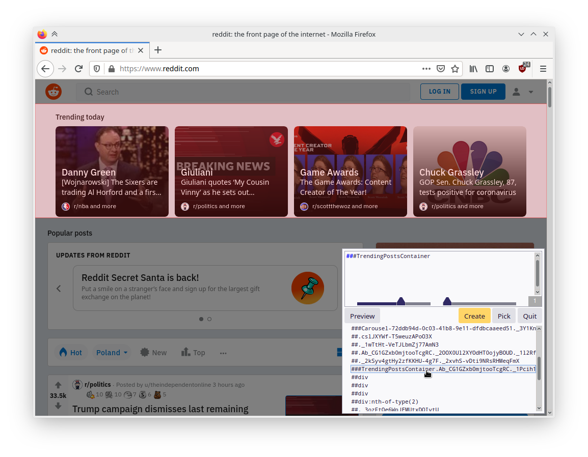 Element Picker Gorhill uBlock Wiki GitHub