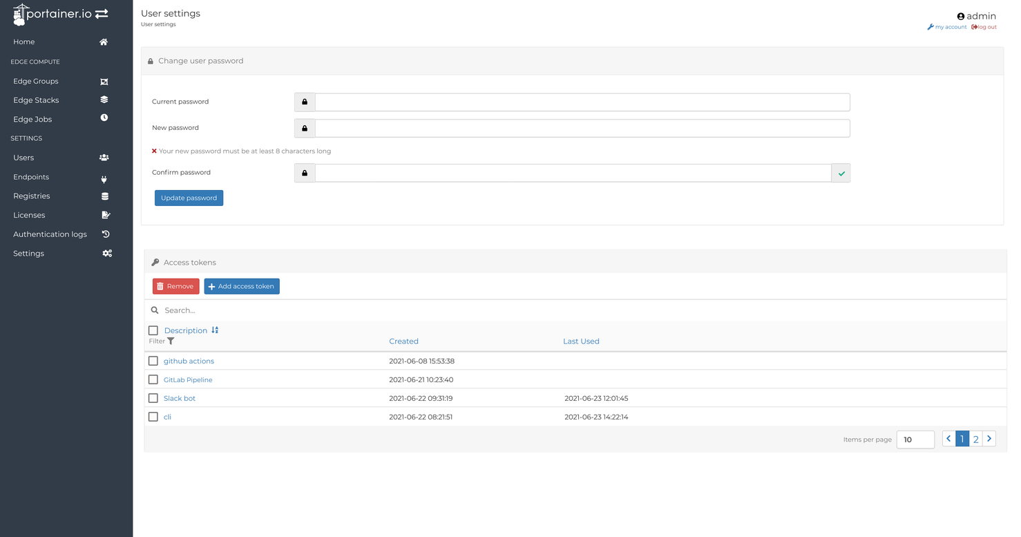 Allow API request using a generated long-life token/secret · Issue #813 · portainer/portainer ...