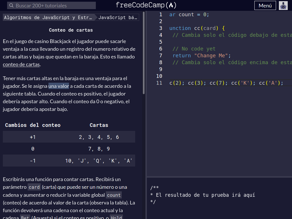 Spanish translation of Counting Cards · Issue #43260 · freeCodeCamp ...