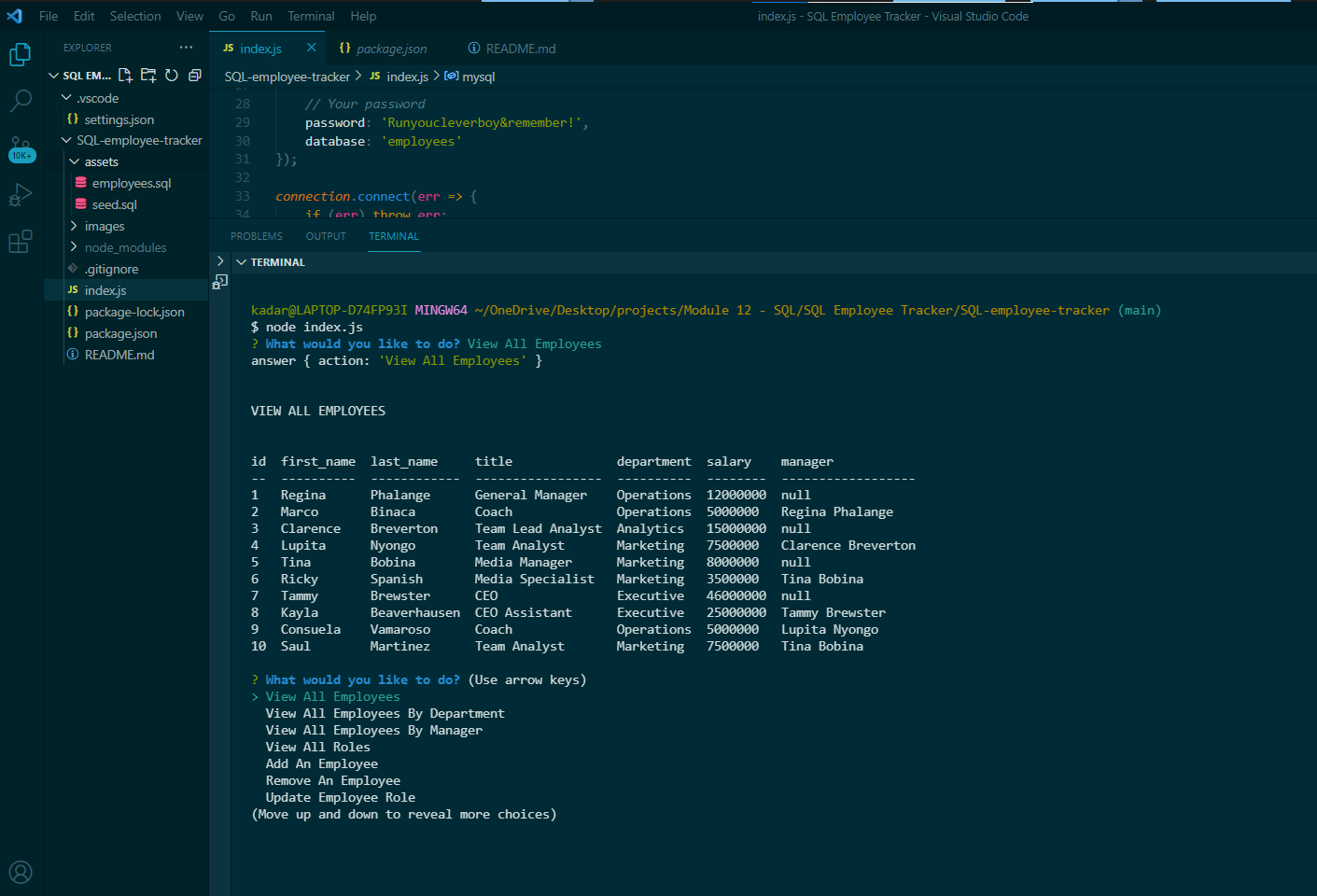 GitHub - Kadargo63/SQL-employee-tracker