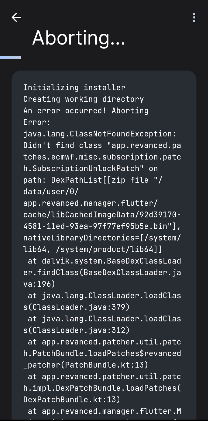 Aborting while patching · Issue #359 · ReVanced/revanced-manager · GitHub