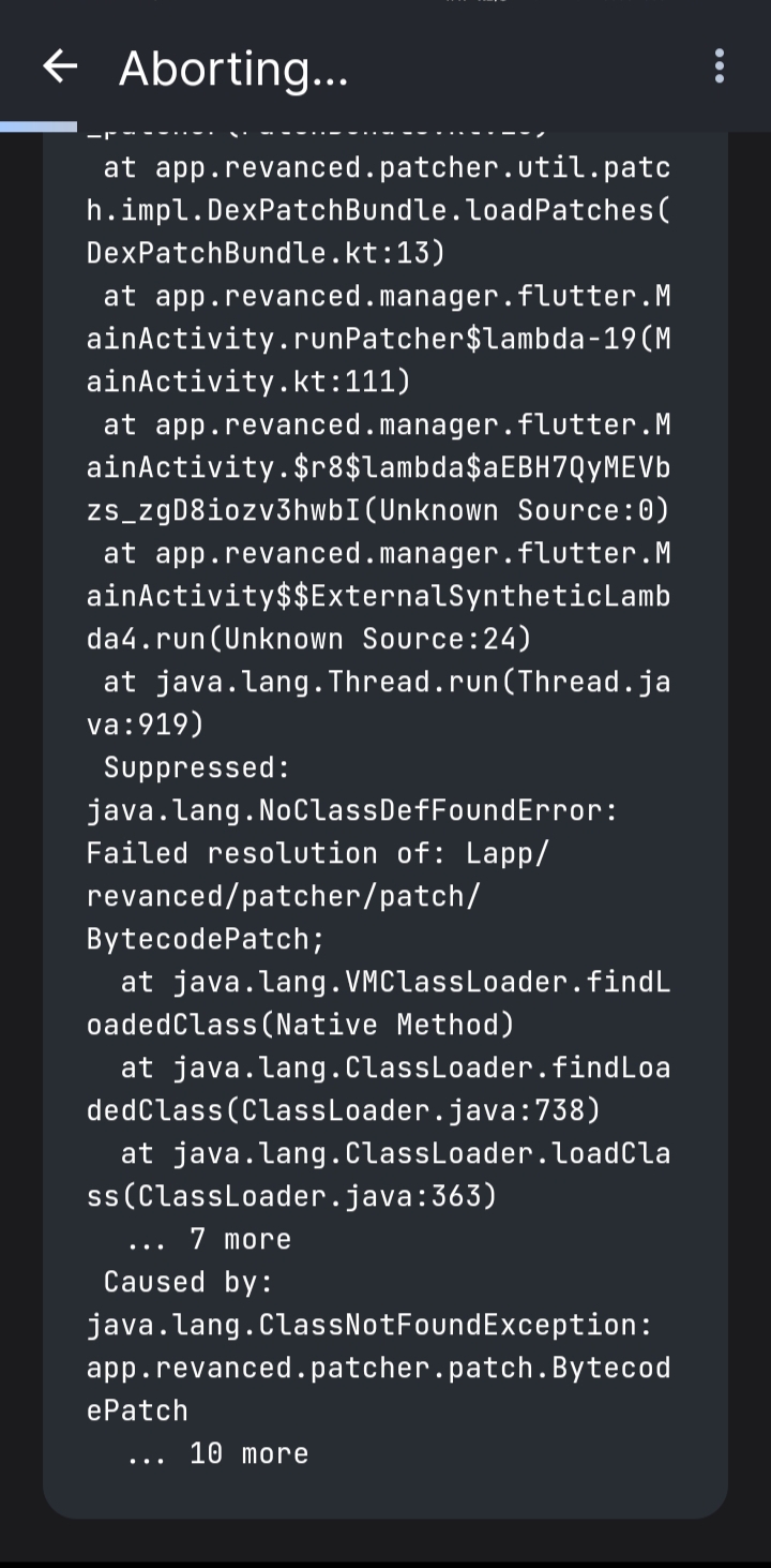 Aborting while patching · Issue #359 · ReVanced/revanced-manager · GitHub