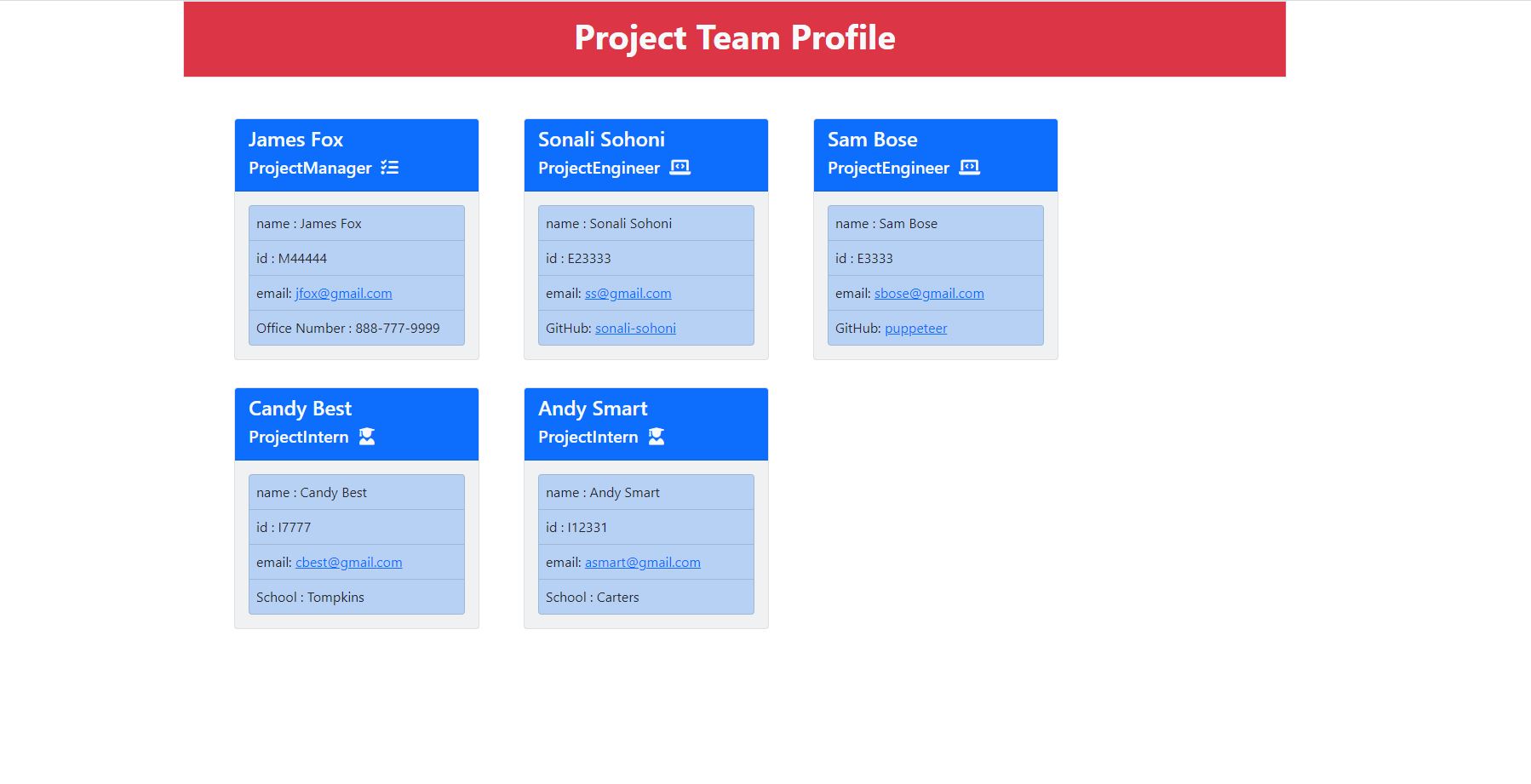 GitHub - sonali-sohoni/team-profile-generator: This is the Node.js command line application that ...