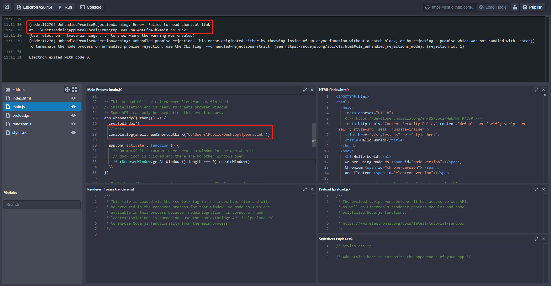 [Bug]: Failed to read shortcut link · Issue #35780 · electron/electron · GitHub