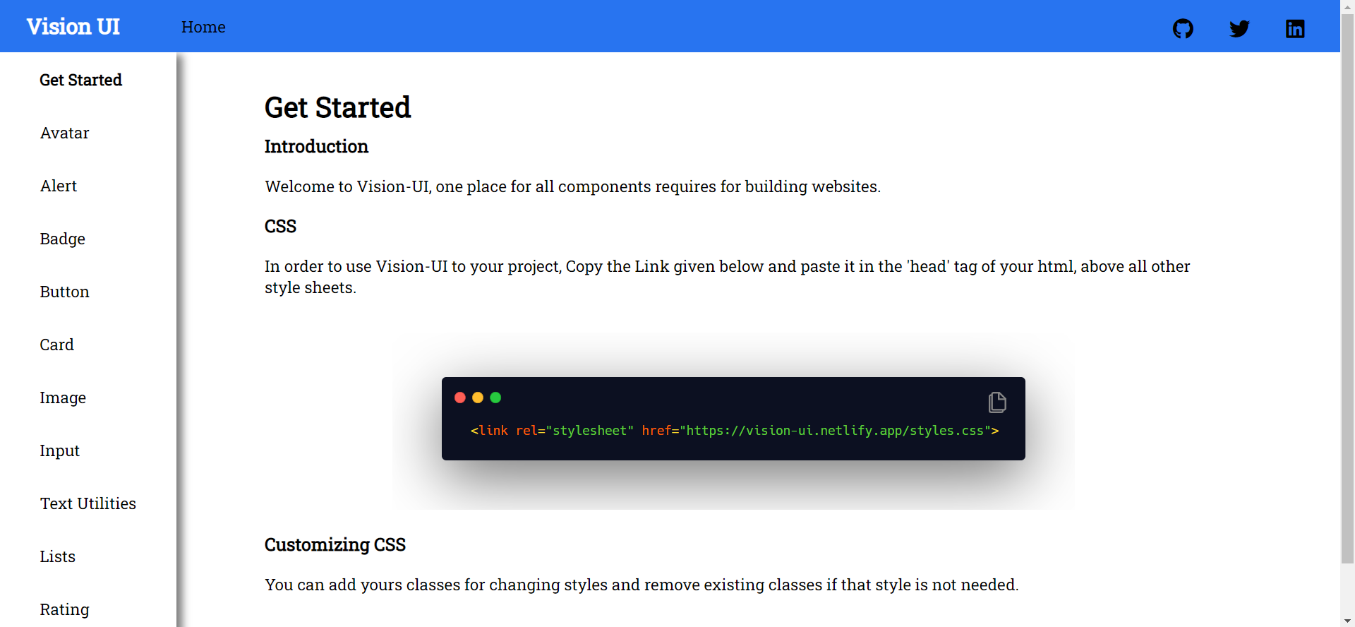 GitHub - sumitch29/Vision-UI: CSS Component library