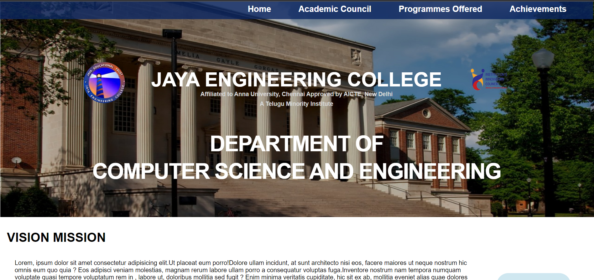 GitHub - vmmuthu31/JEC-SITE: Our College departmental website. This Site has components with ...