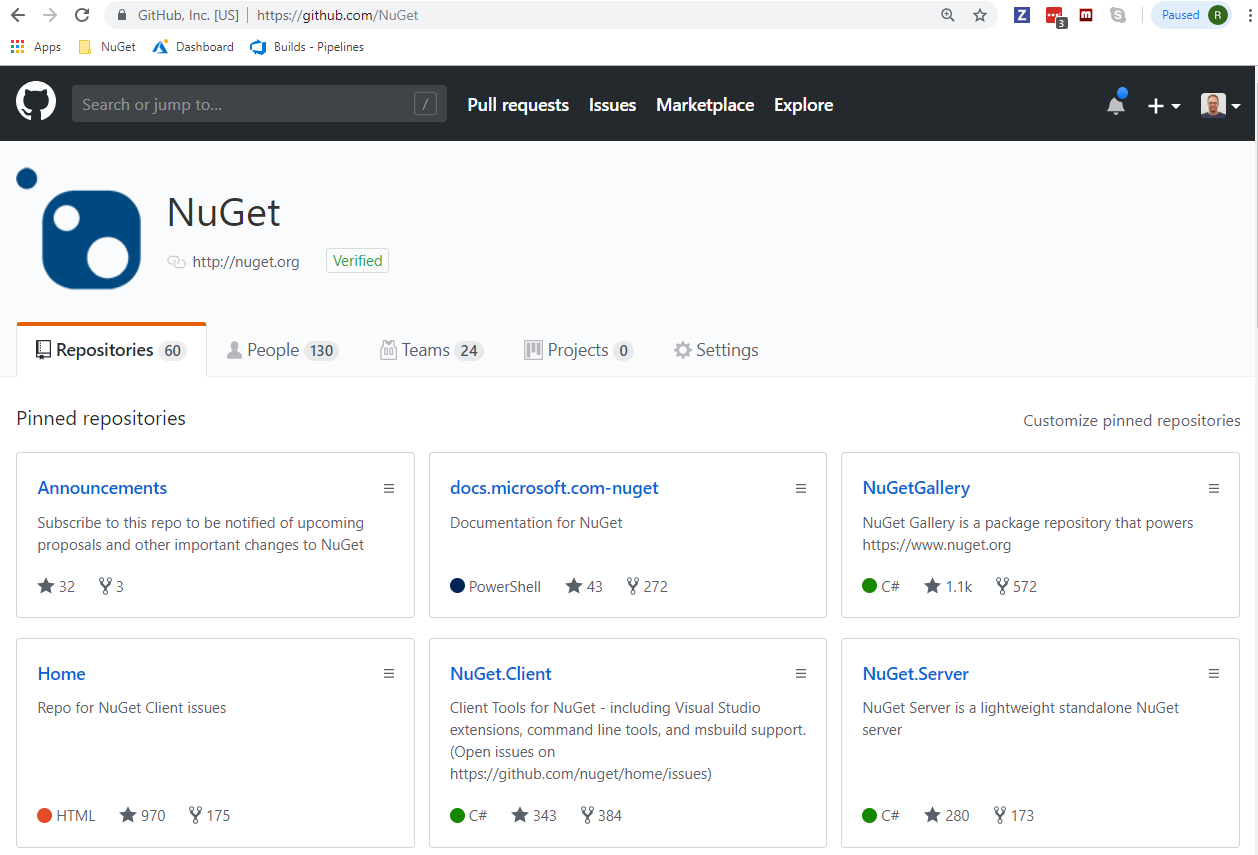 NuGet org should have 'pinned' repos · Issue #7821 · NuGet/Home · GitHub