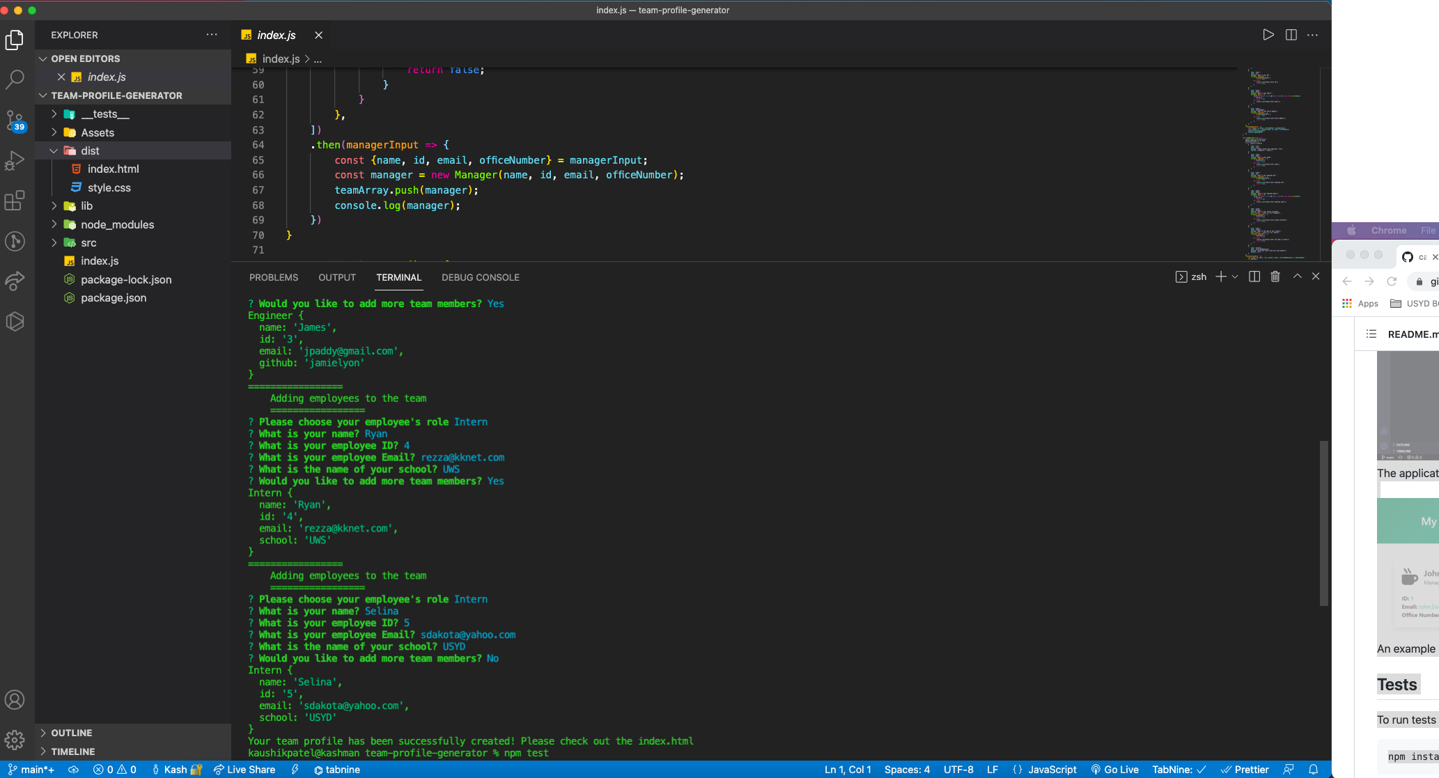 GitHub - kashpateltech/Team-Profile-Generator
